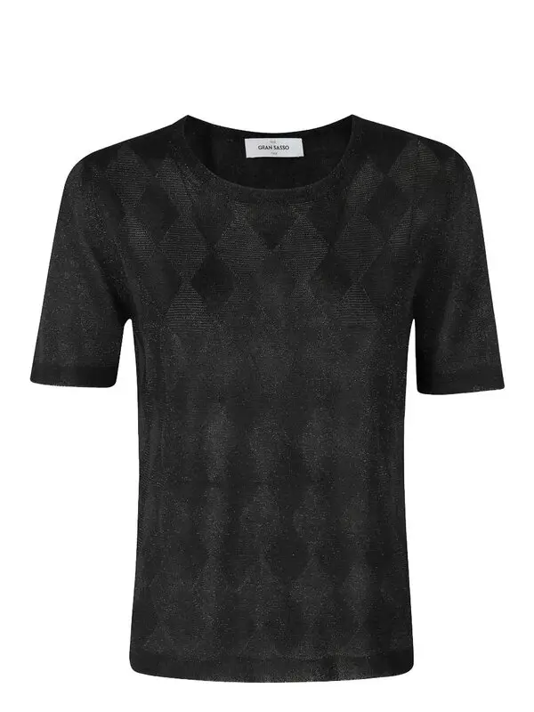 GRAN SASSO Metallic Effect Argyle Sweater - Black
