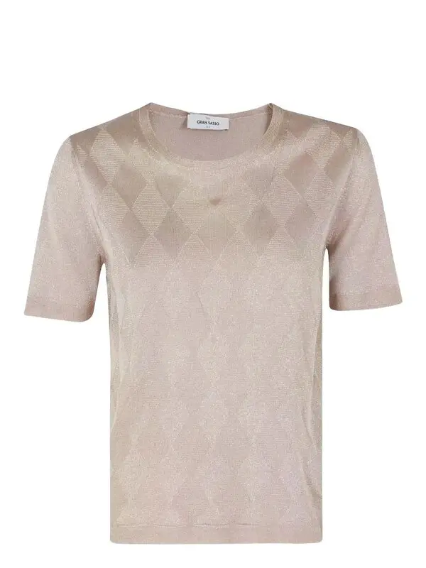 GRAN SASSO Metallic Diamond Pattern T-shirt - Neutrals