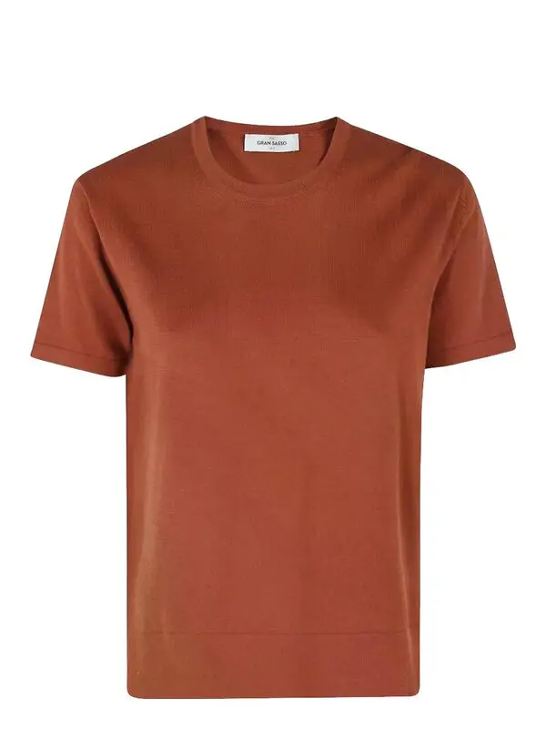 GRAN SASSO Fine-knit Short-sleeve T-shirt - Brown