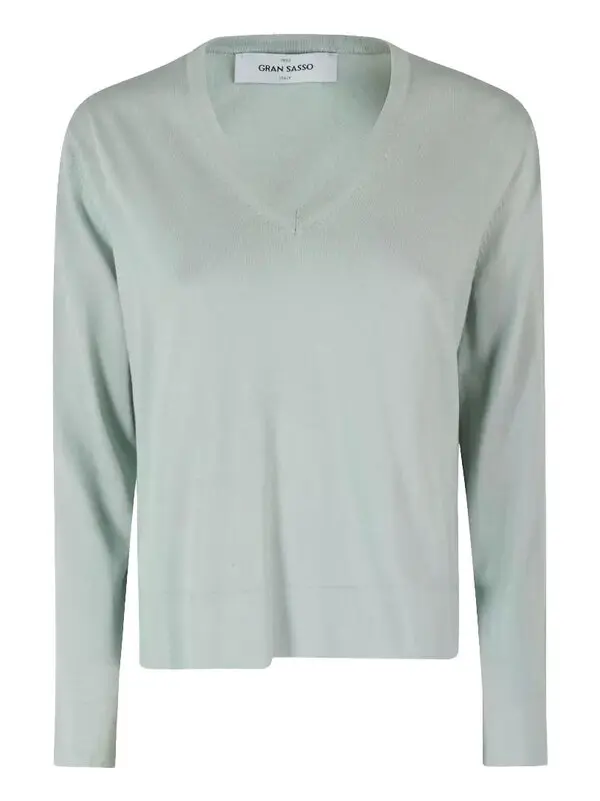 GRAN SASSO V-neck Long Sleeve Sweater - Green