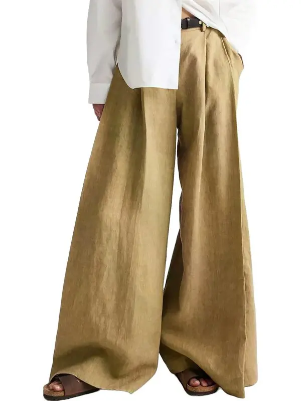 TWP Pleated Palazzo Pants - Neutrals