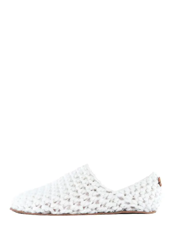 KINGDOM OF WOW Hand-crocheted Wool And Botanical Fiber Slippers With Suede Sole - White