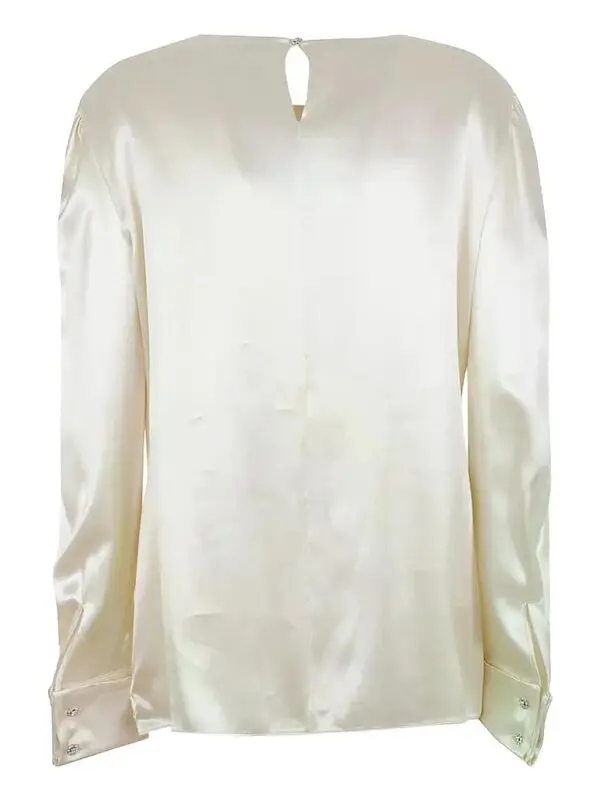 Alberta Ferretti Puff-sleeve Satin Blouse - Neutrals