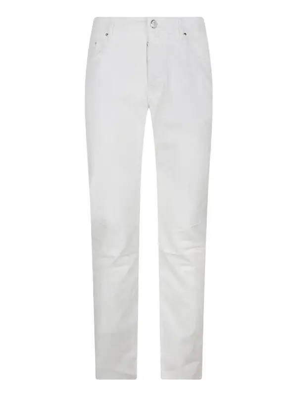 Jacob Cohen Gray Logo-patch Slim-fit Chino Trousers - White
