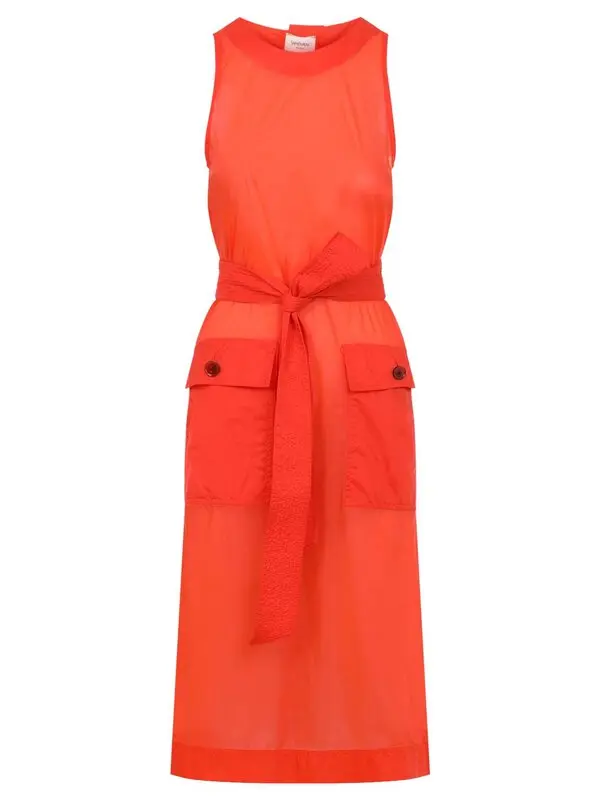 Saint Laurent Sleeveless Sheer Midi Dress - Red