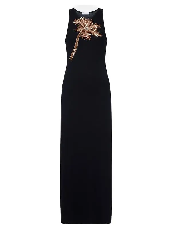 Rabanne Embellished Cotton-blend Maxi Dress - Black