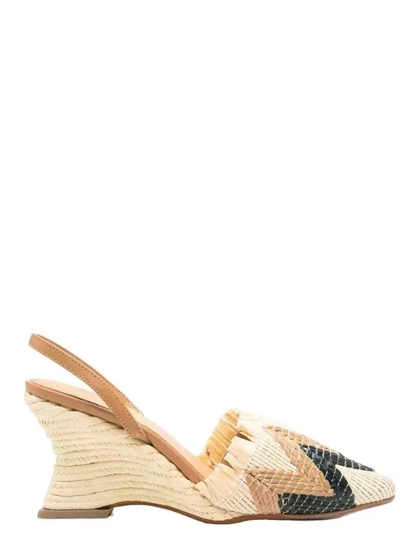 CastaÑer Chevron-weave Slingback Pumps - Neutrals