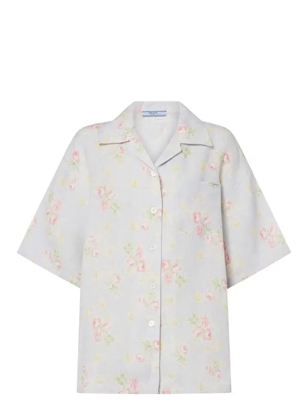 Prada Linen Floral Shirt - Blue