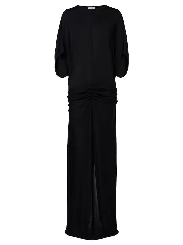 THE ROW Delyra Ruched Jersey Gown - Black
