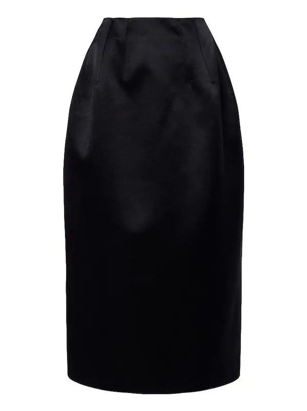 THE ROW Gamin Wool And Silk Midi Skirt - Black