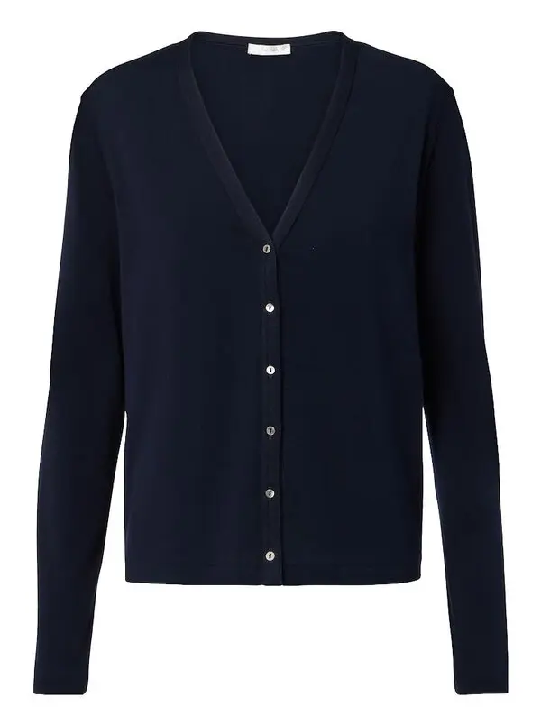 THE ROW Ribbed Knit Cotton Cardigan - Blue