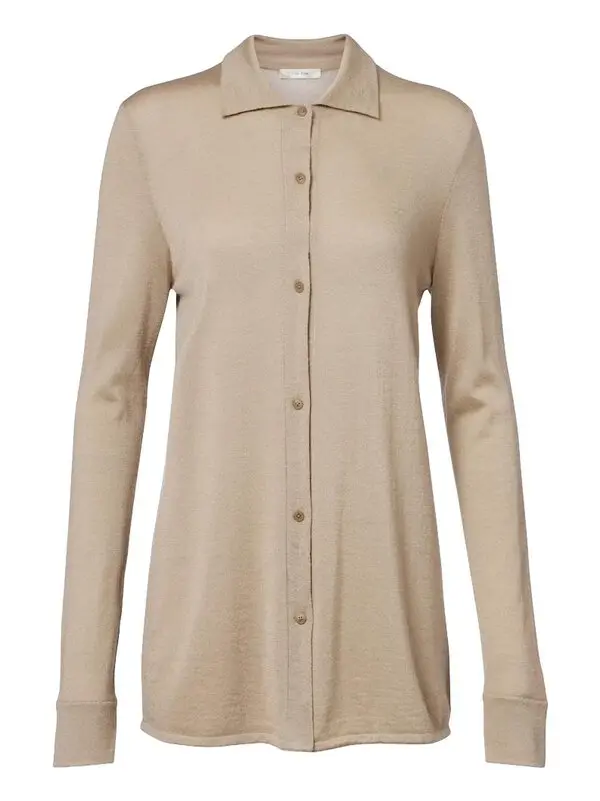 THE ROW Ocari Knitted Cashmere And Silk Shirt - Beige