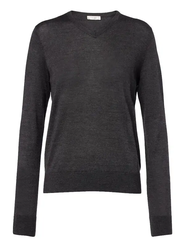 THE ROW Ondre V-neck Cashmere And Silk Sweater - Grey