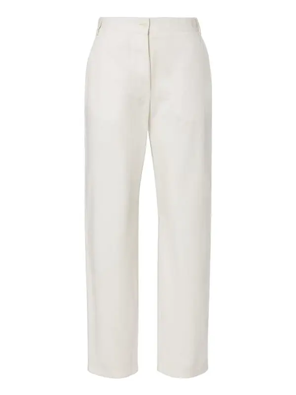 THE ROW Fael Cotton Poplin Straight Pants - White