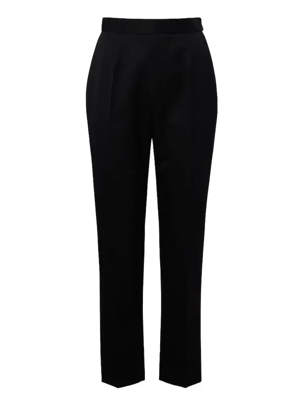 THE ROW Erazna Wool Straight Leg Trousers - Black