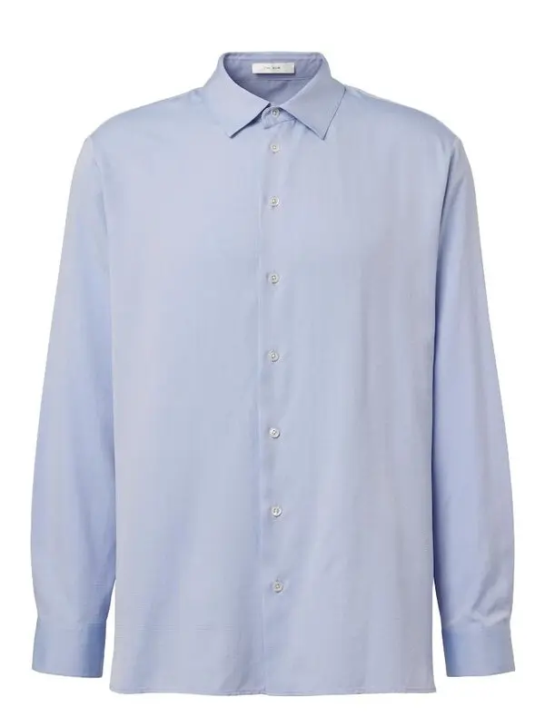 THE ROW Paxon Silk Poplin Jacquard Shirt - Blue