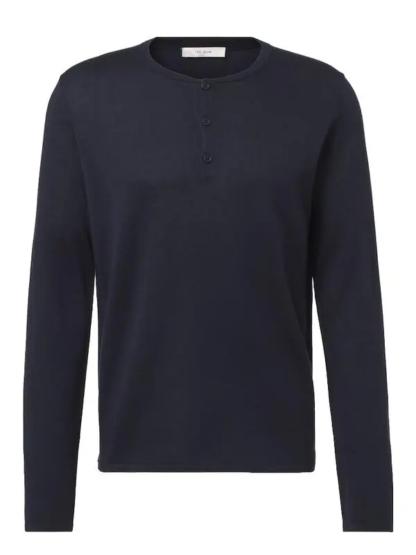 THE ROW Ayan Cashmere And Silk Henley Shirt - Blue
