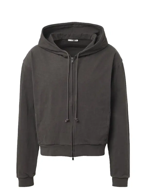 THE ROW Cotton Jersey Zip-up Hoodie - Grey