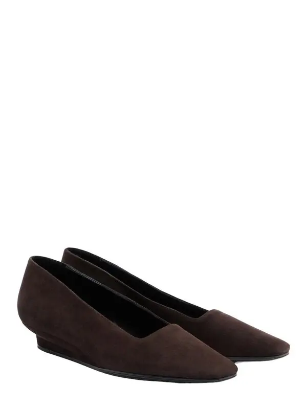 THE ROW June Suede Wedges - Brown