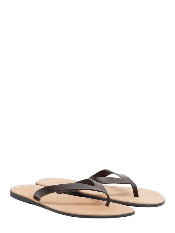 THE ROW Beach Leather Thong Sandals - Brown