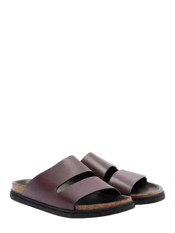 THE ROW Leather Band Slides - Burgundy