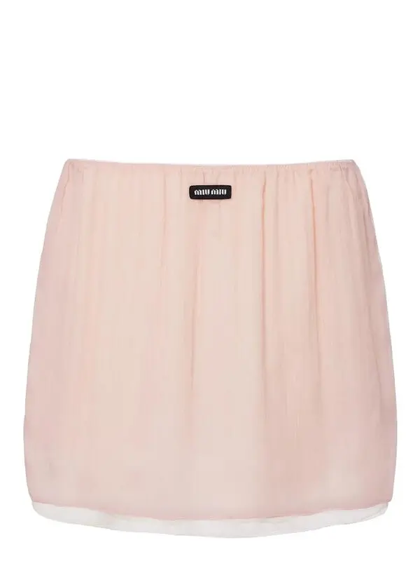 Miu Miu Layered Silk Chiffon Miniskirt - Pink