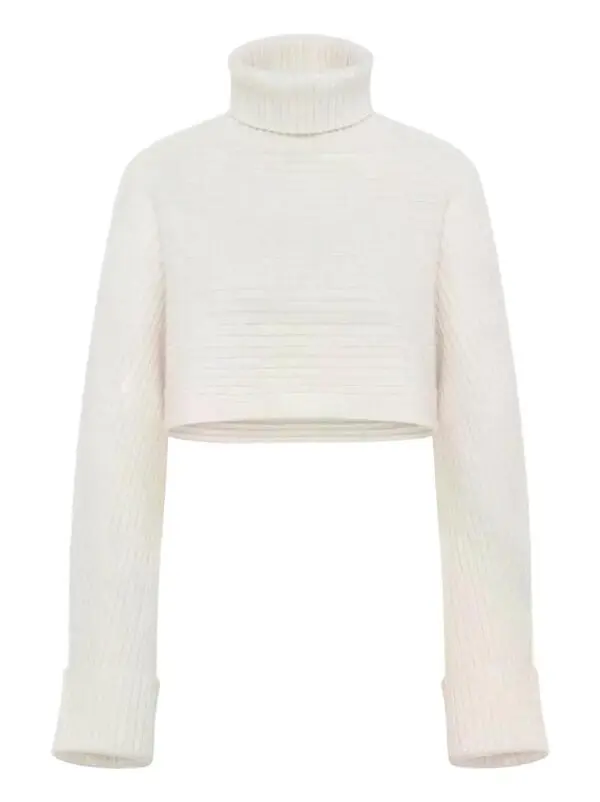 Le Kasha Ribbed Knit Cropped Sweater - Neutrals