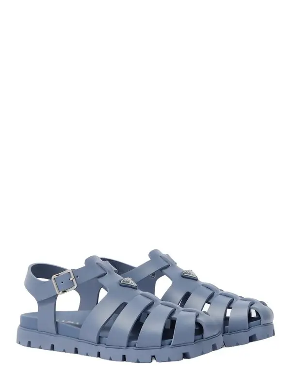 Prada Rubber Fisherman Sandals With Buckle-fastening Ankle Strap - Blue
