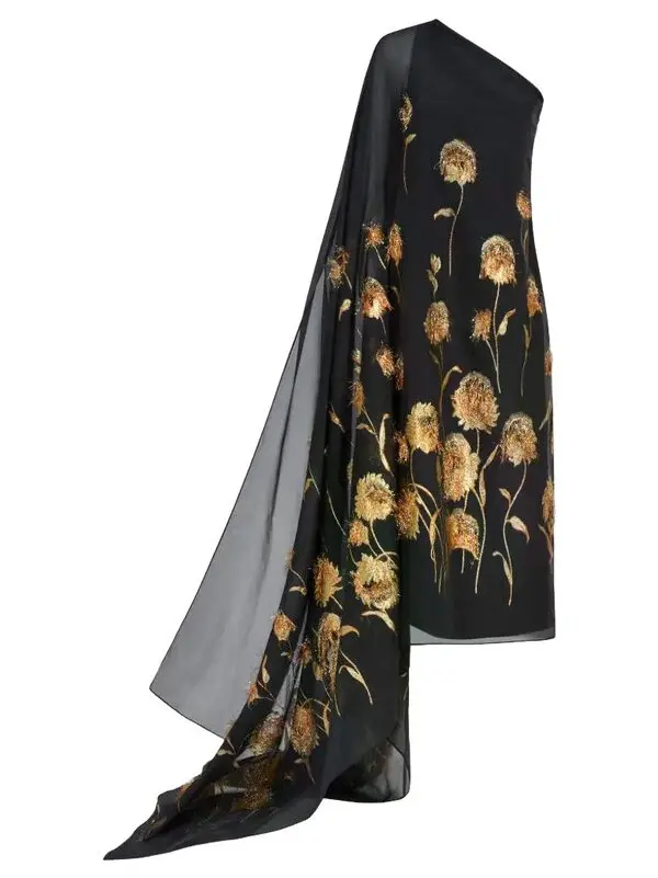 TALLER MARMO One-shoulder Metallic Embellishment Dress - Black