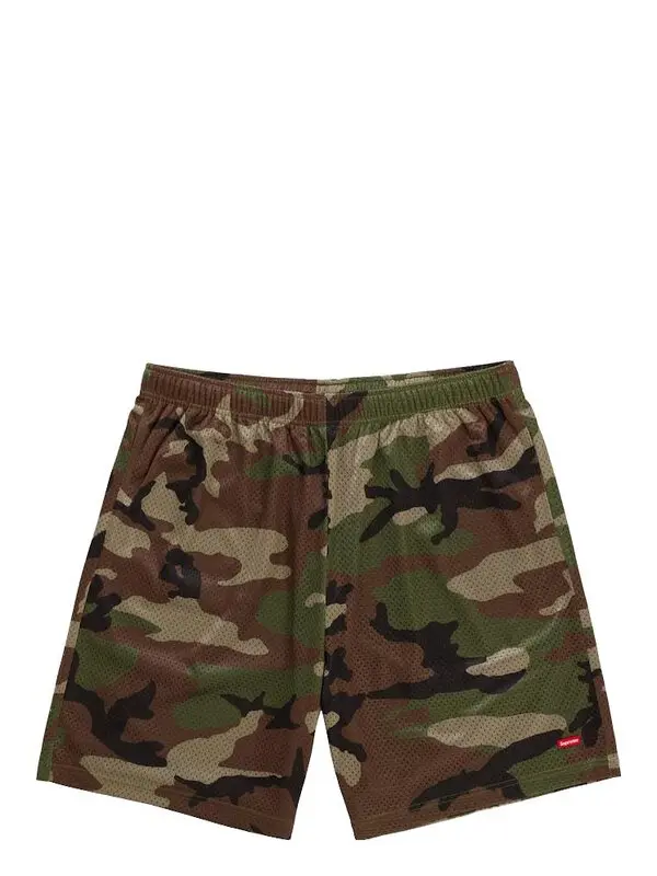 Supreme Small Box Baggy Mesh Short - Woodland Camo