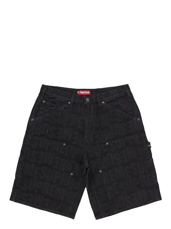 Supreme Repeat Jacquard Double Knee Denim Short - Black
