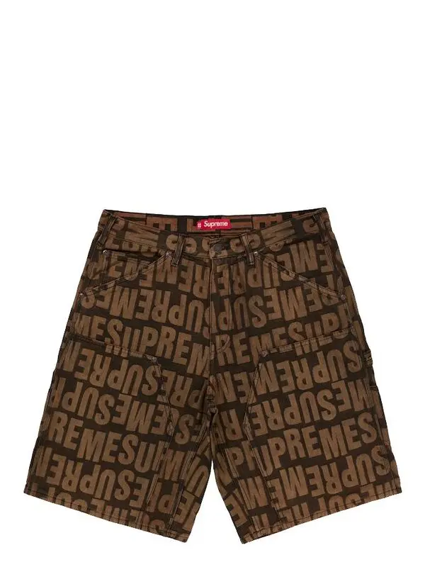 Supreme Repeat Jacquard Double Knee Denim Short - Dark Brown