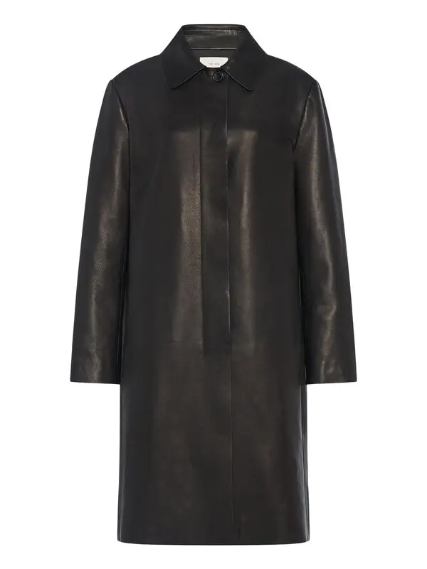 THE ROW Cintia Leather Car Coat - Black