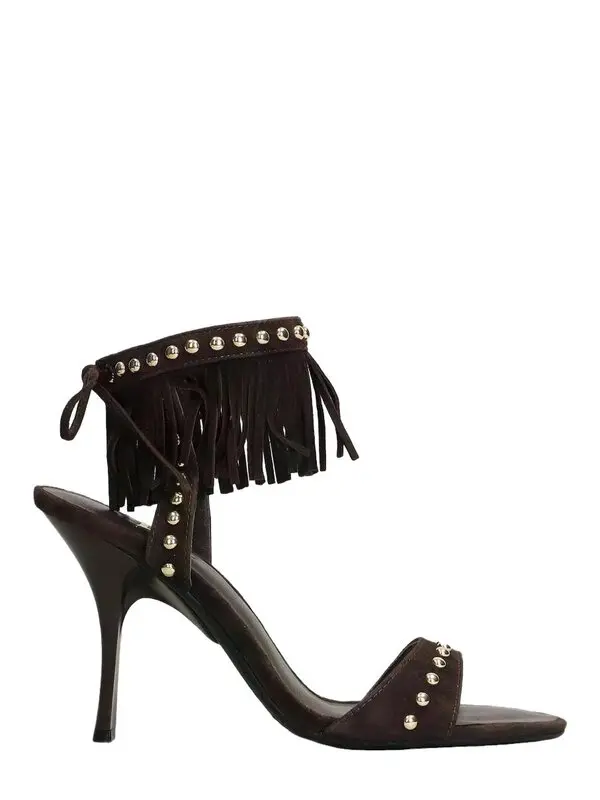 MARC ELLIS Fringed Stud-embellished Sandals - Brown