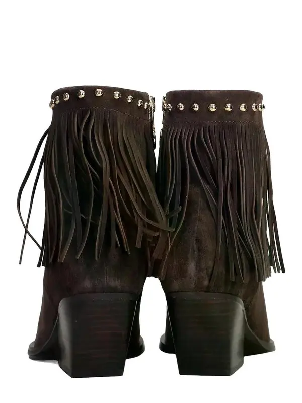 MARC ELLIS Fringed Studded Ankle Boots - Brown