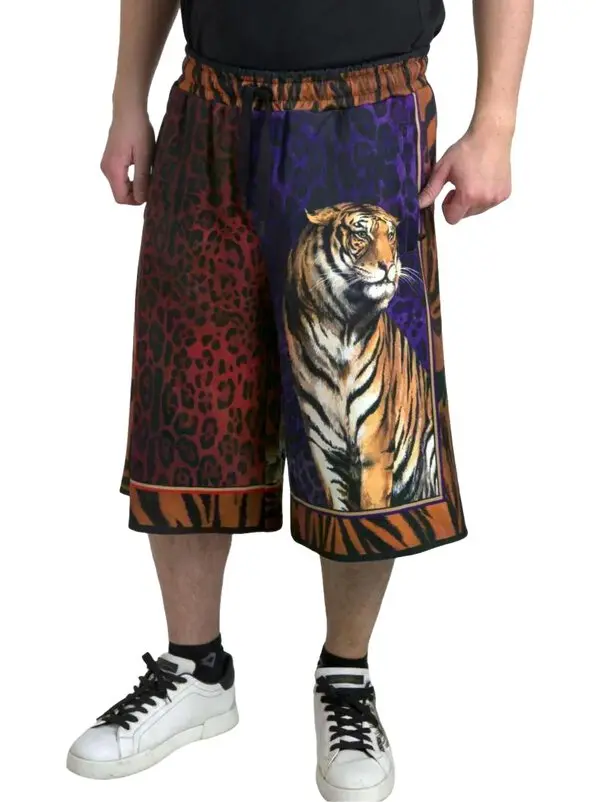 Dolce & Gabbana Tiger & Leopard Print Shorts - Red