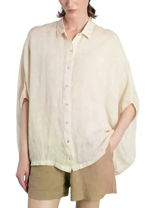 120% Lino Batwing Sleeve Shirt - Neutrals