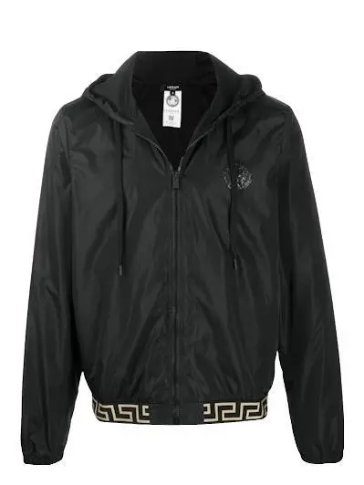 Versace Medusa Logo Zip-up Hooded Jacket - Black