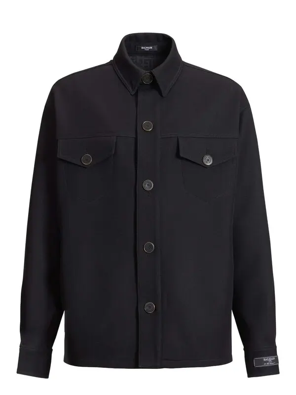 Balmain Wool Twill Overshirt - Black