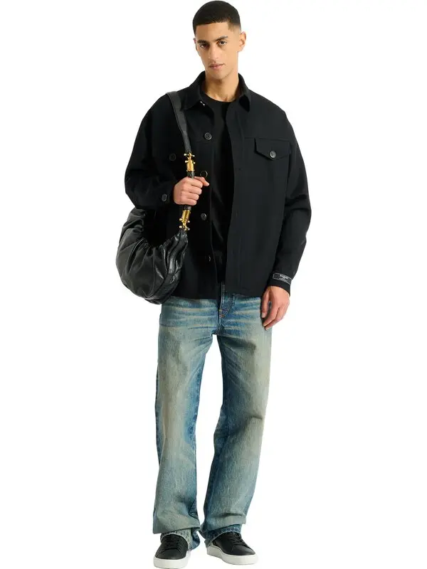 Balmain Wool Twill Overshirt - Black