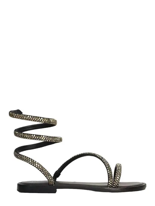 FUSION Crystal-embellished Wrap-around Sandals - Black