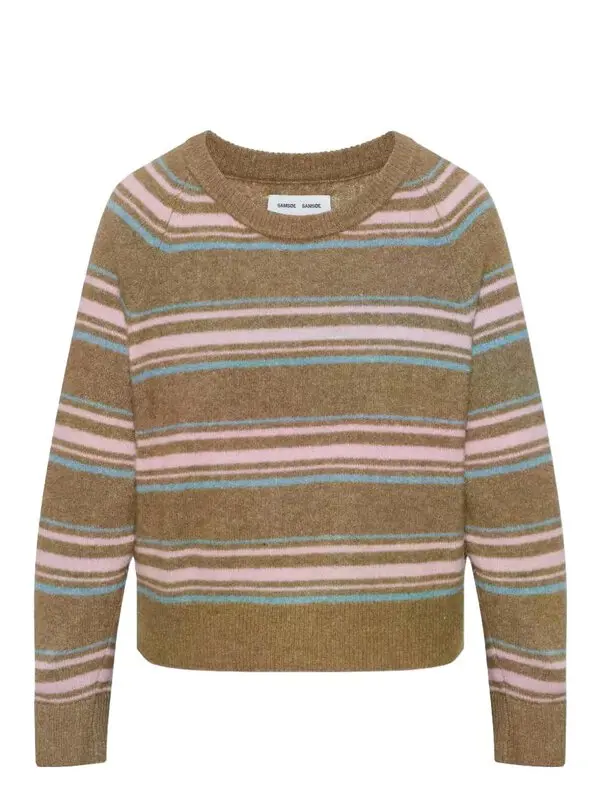 SAMSOE SAMSOE Striped Raglan-sleeve Sweater - Brown