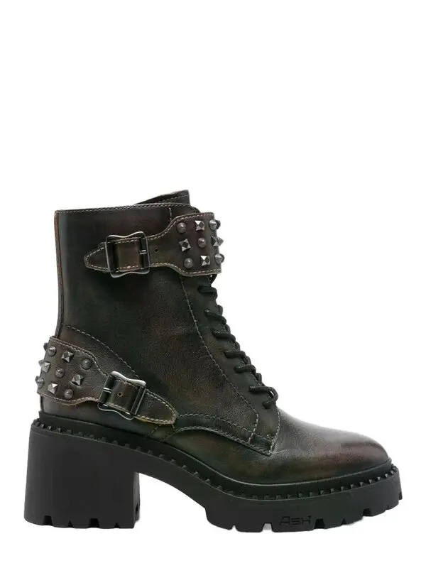 Ash Stud-embellished Buckled Boots - Brown