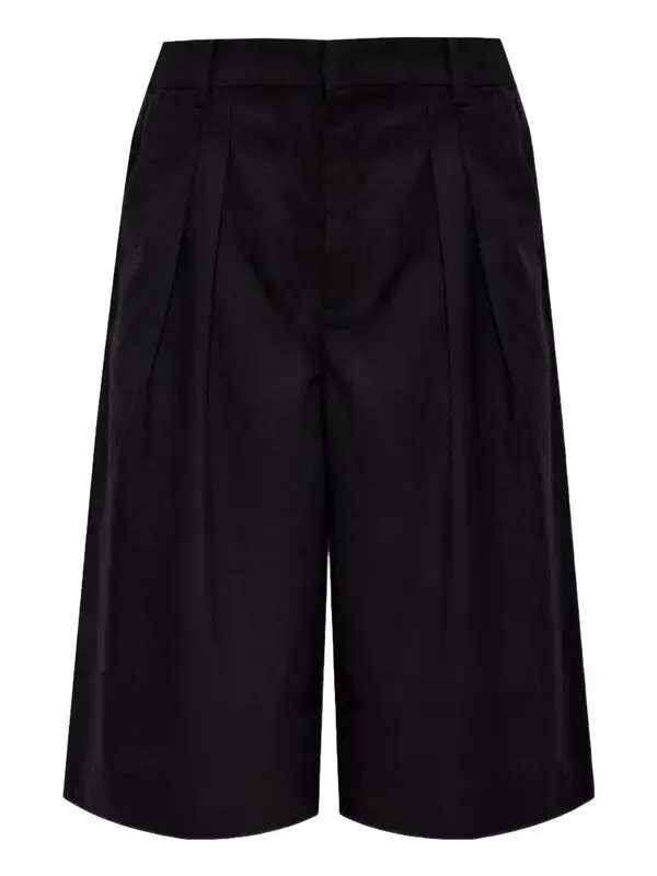 GESTUZ Pleated Wide-leg Shorts - Black