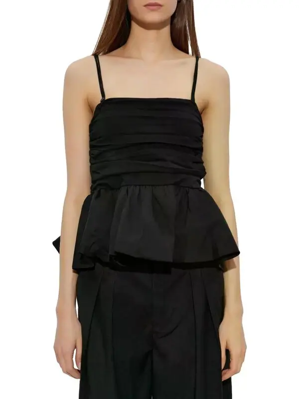 GESTUZ Erin Ruched Peplum Top - Black