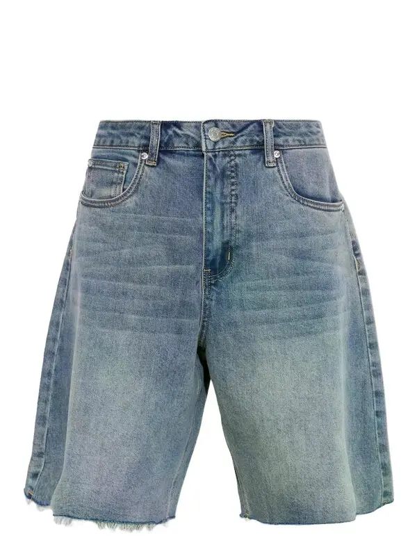 GESTUZ Raw-cut Denim Shorts - Blue