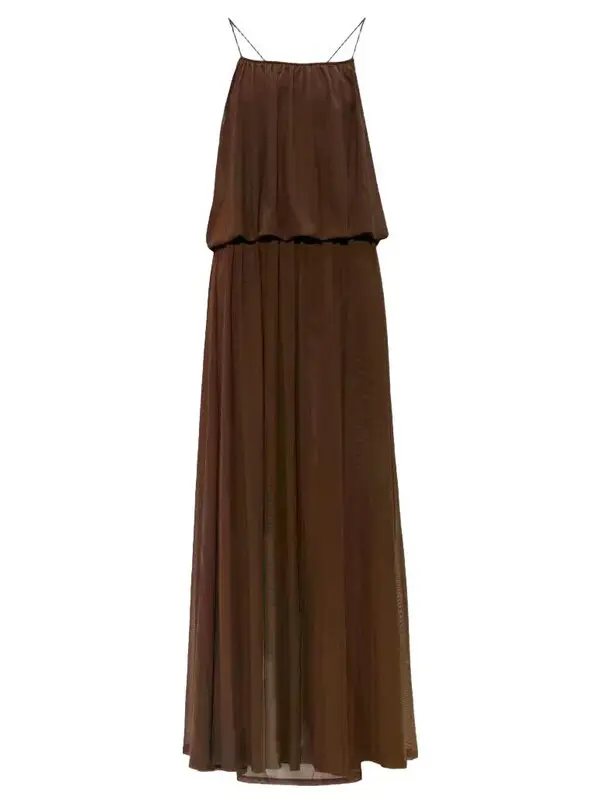 GESTUZ Samera Mesh Tiered Maxi Dress - Brown
