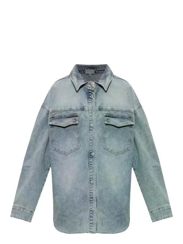 GESTUZ Faded Frayed Hem Shirt - Blue
