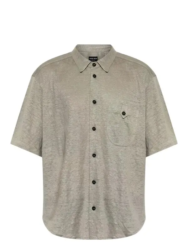 Giorgio Armani Short-sleeve Button-down Shirt - Grey
