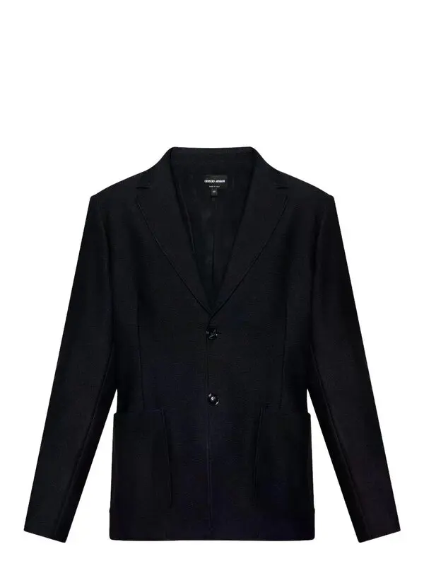 Giorgio Armani Notched-lapel Textured Jacket - Blue